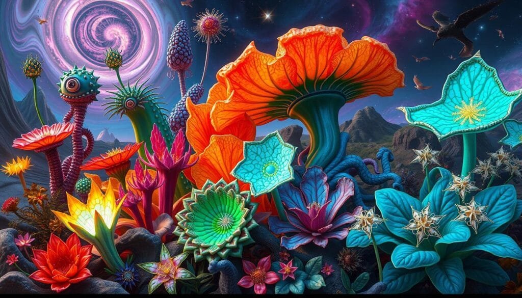 Prompts para Crear Ilustraciones de Flora Alienígena con IA