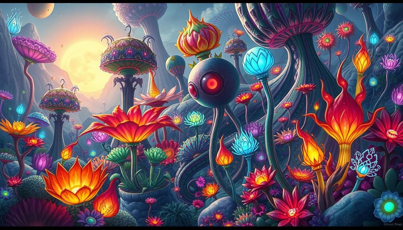 Prompts para Crear Ilustraciones de Flora Alienígena con IA