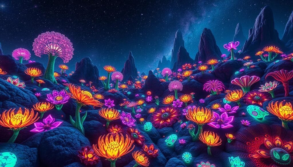 Prompts para Crear Ilustraciones de Flora Alienígena con IA