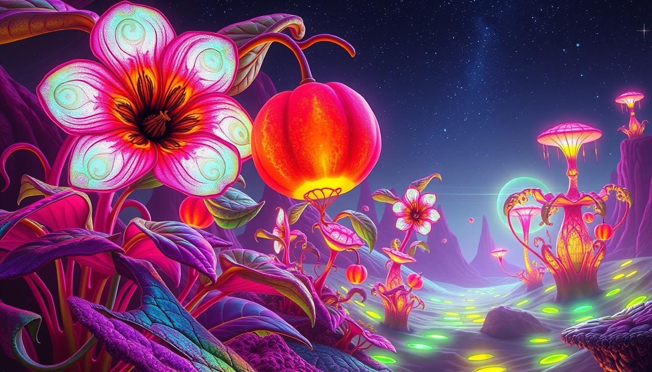 Prompts para Crear Ilustraciones de Flora Alienígena con IA